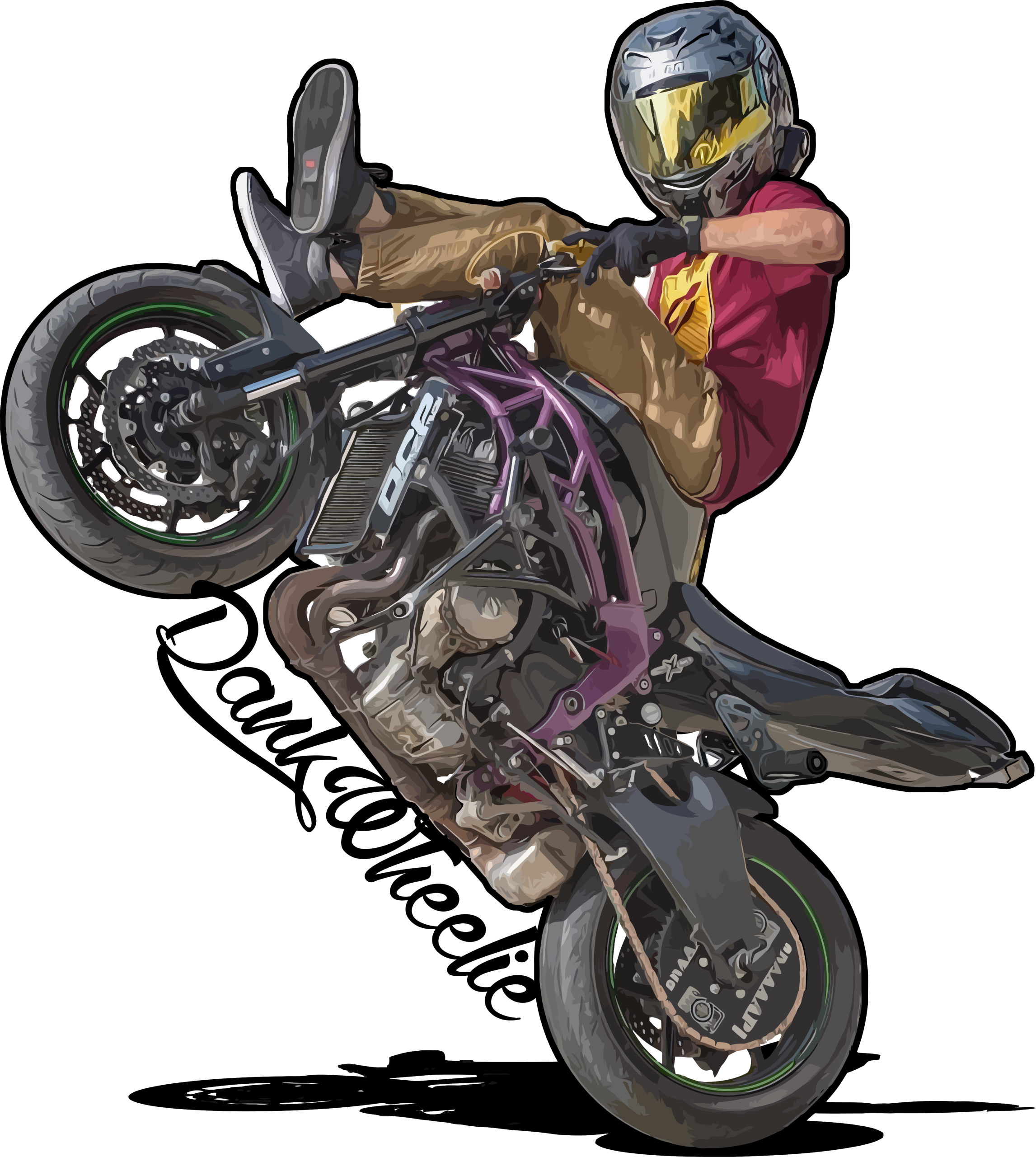 Cartoon Motorbike Wheelie